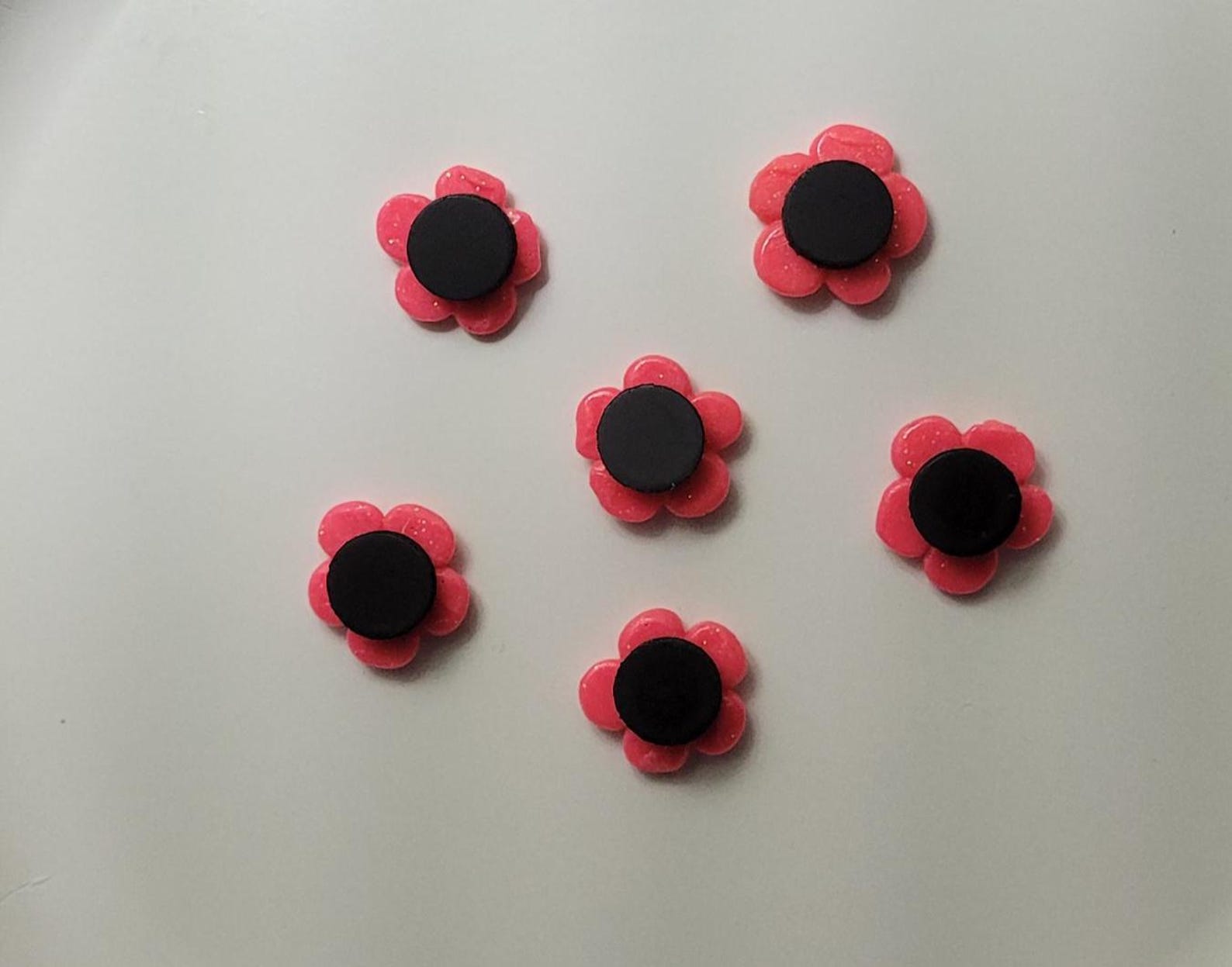 Handmade Polymer Clay Flower Magnets - Set of 6, Medium Magnets - Cute ...
