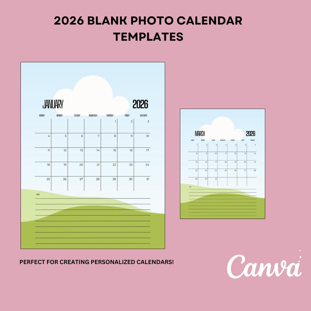 2026 Luxury Picture Calendar Template | Editable Custom Canva Calendar ...