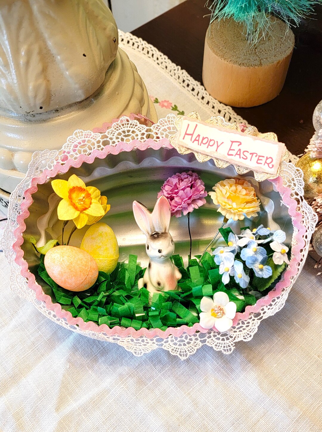 Vintage Easter Assemblages Tart Pans Shadow Box Dioramas Figurines - Etsy