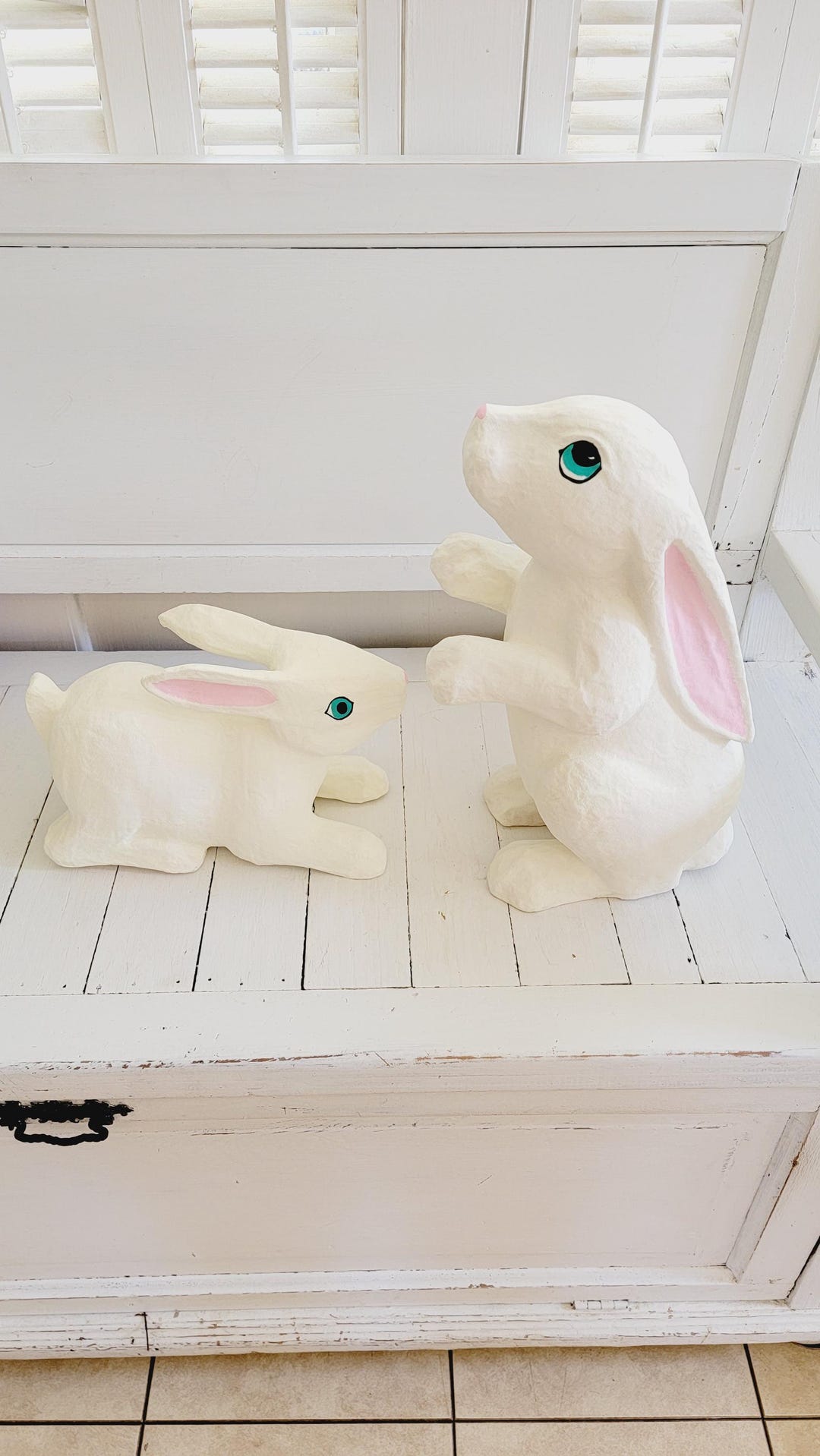 Vintage Large Easter Bunny Rabbits Made of Paper Mache - Etsy