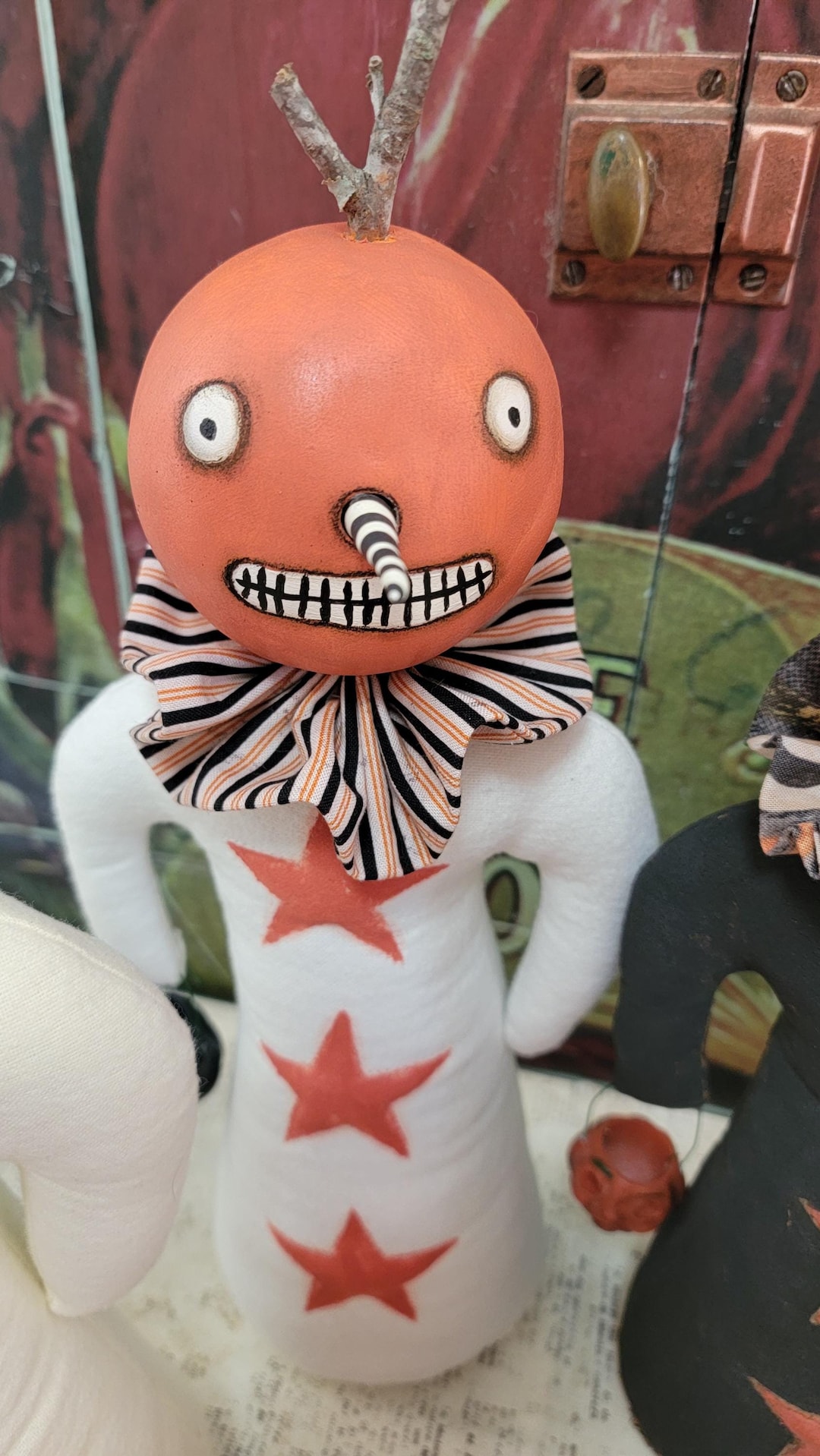 Vintage Style Primitive Paper Mache Pumpkin Doll Halloween Folk Art - Etsy