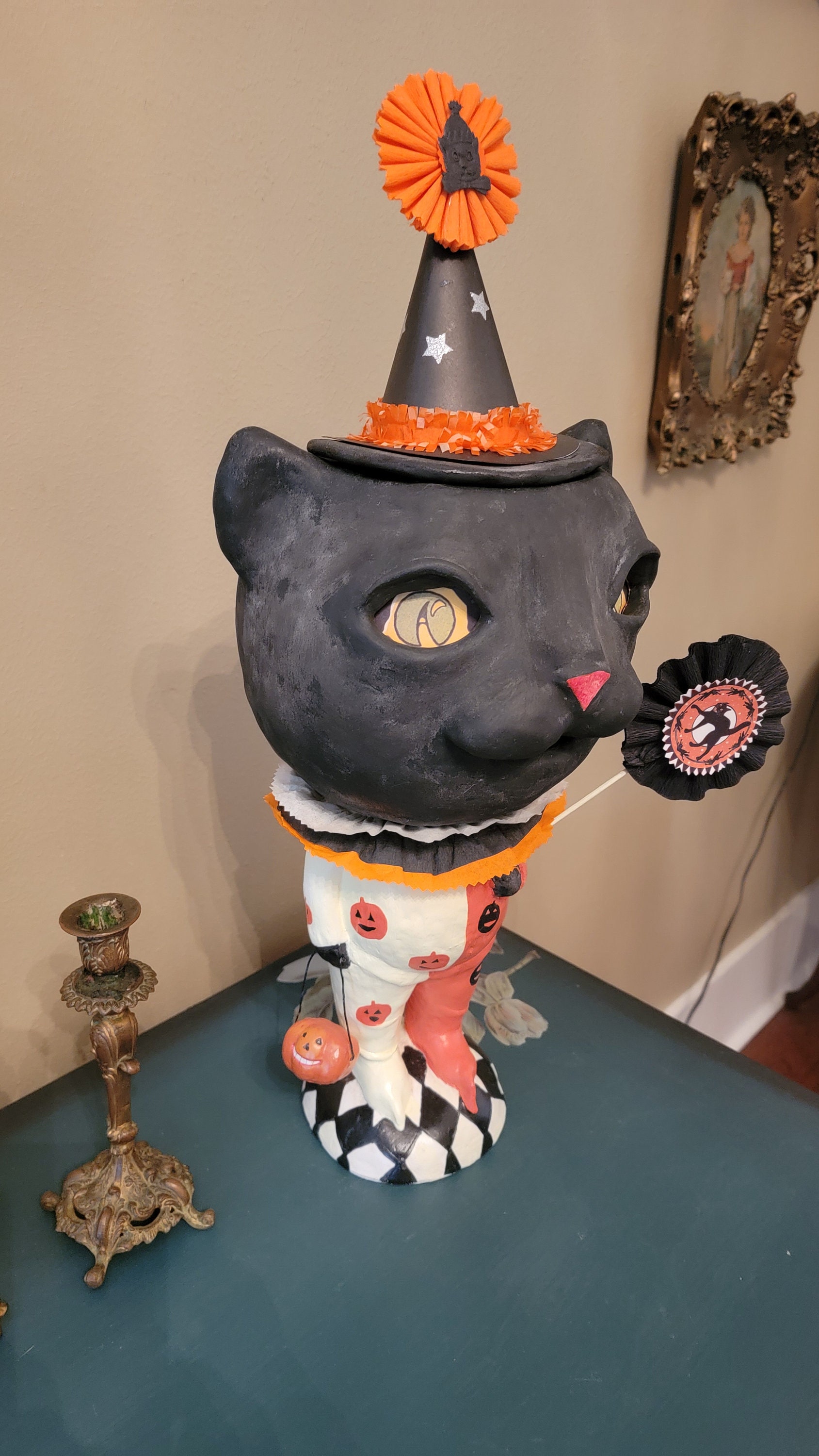 Vintage Style Paper Mache Halloween Black Cat Lantern - Etsy Vintage Style Paper Mache Halloween Black Cat Lantern - Etsy