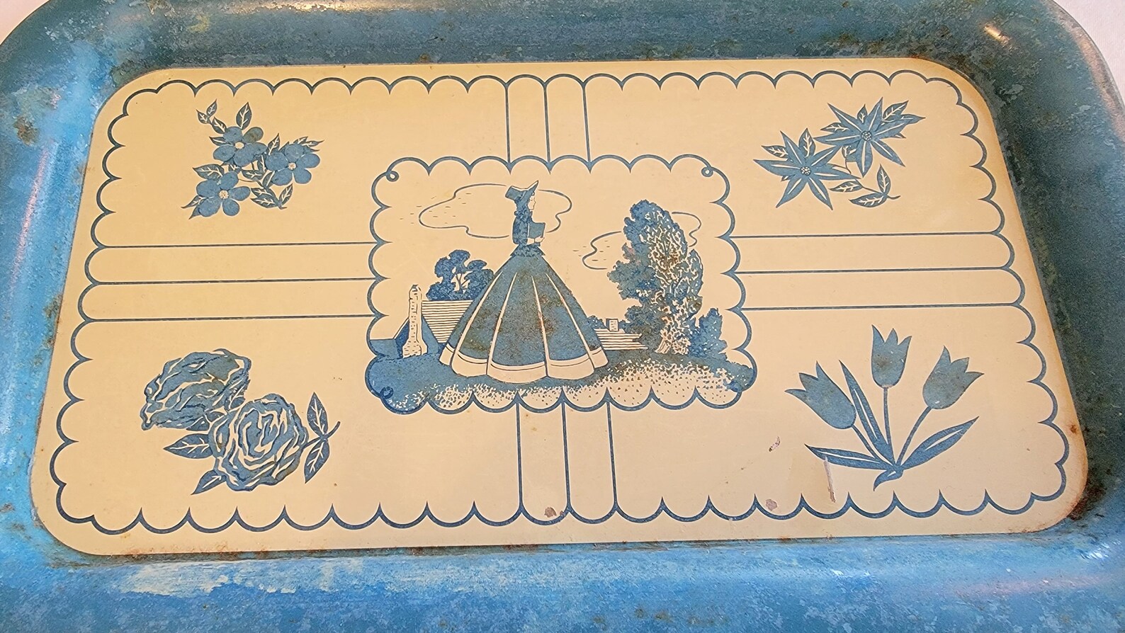 Vintage Tin Litho Dresser Tray Shabby Cottage Core Lady in - Etsy