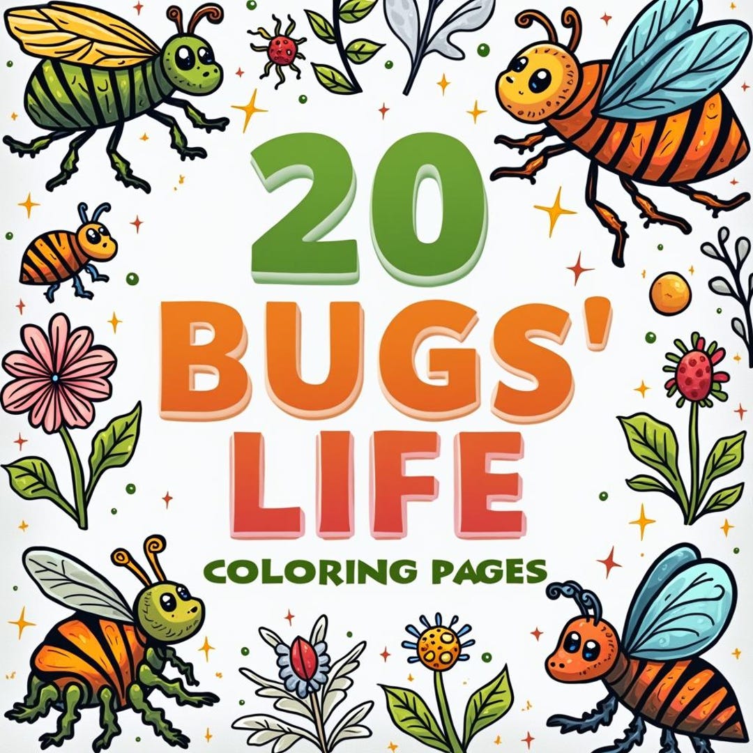 20 Bug Themed Colouring Pages for Kids | Fun PDF Activity Pack Ages 3-8 ...