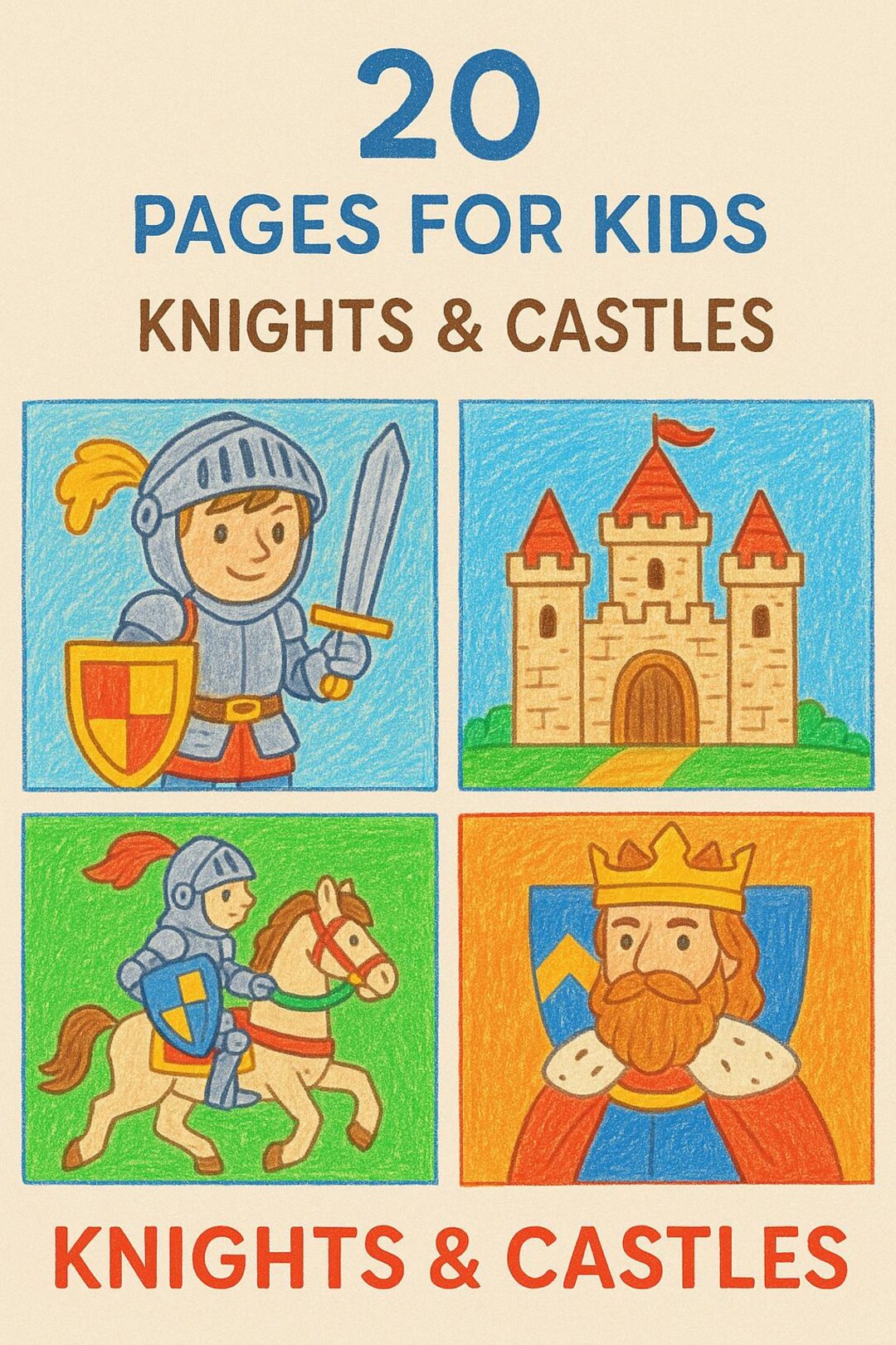 20 Knights and Castles Colouring Pages for Kids |PDF Activity Pack Ages ...