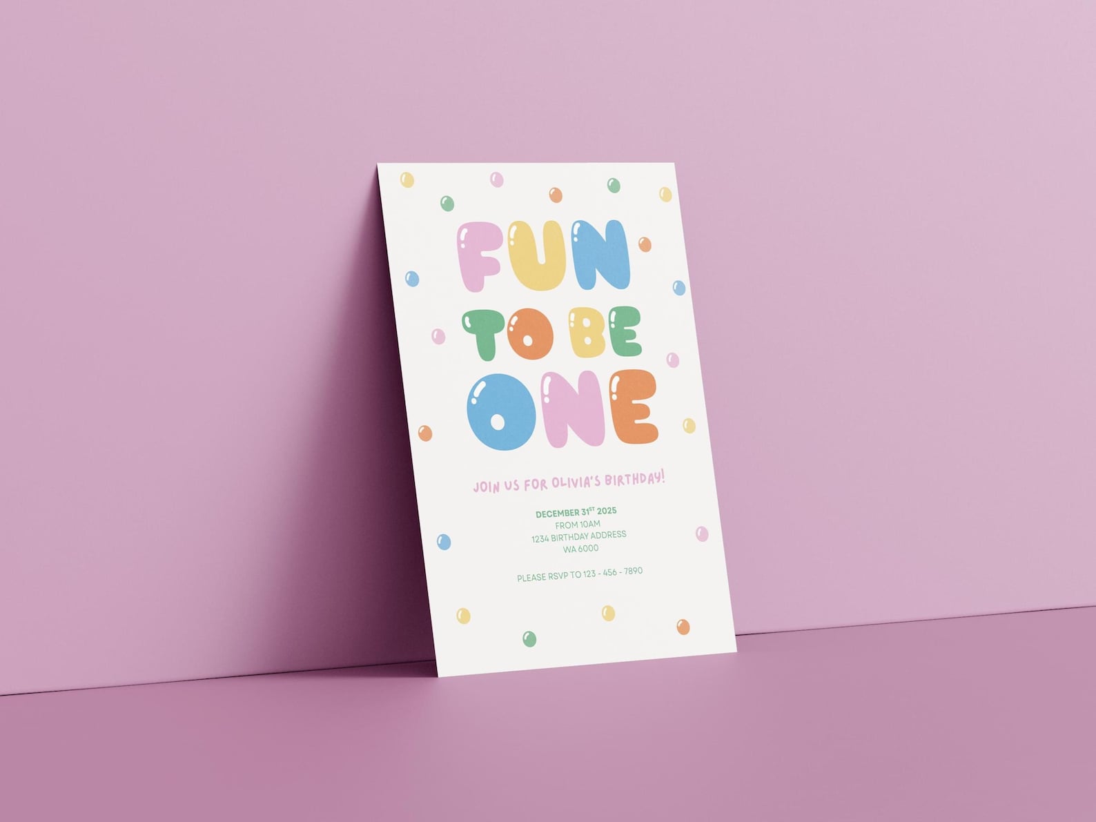 Fun to Be One Birthday Invitation | Editable First Birthday Party ...