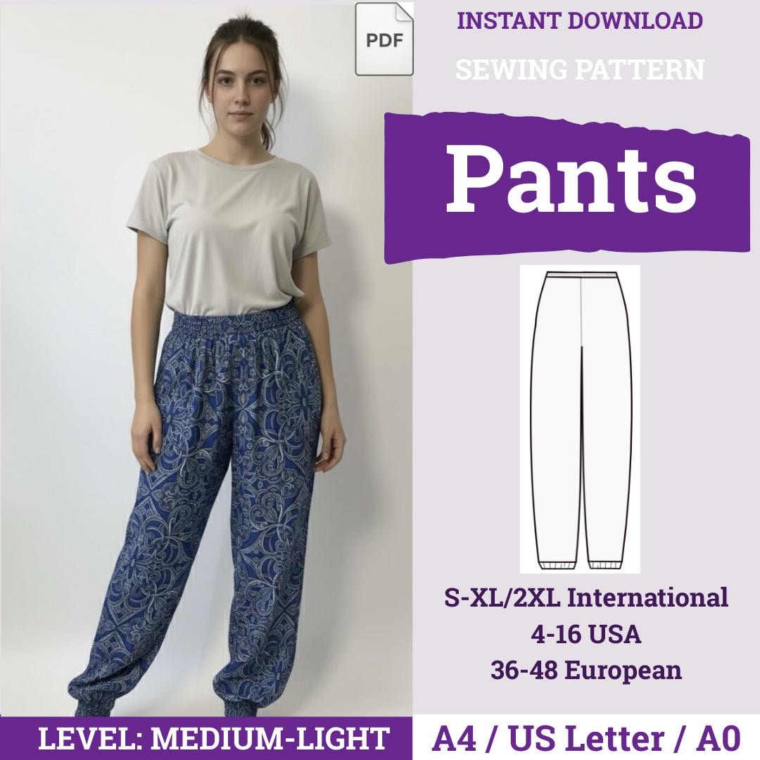 Loose Pants Sewing Pattern | Loose Fit Aladdin Pants | Harem Pants ...