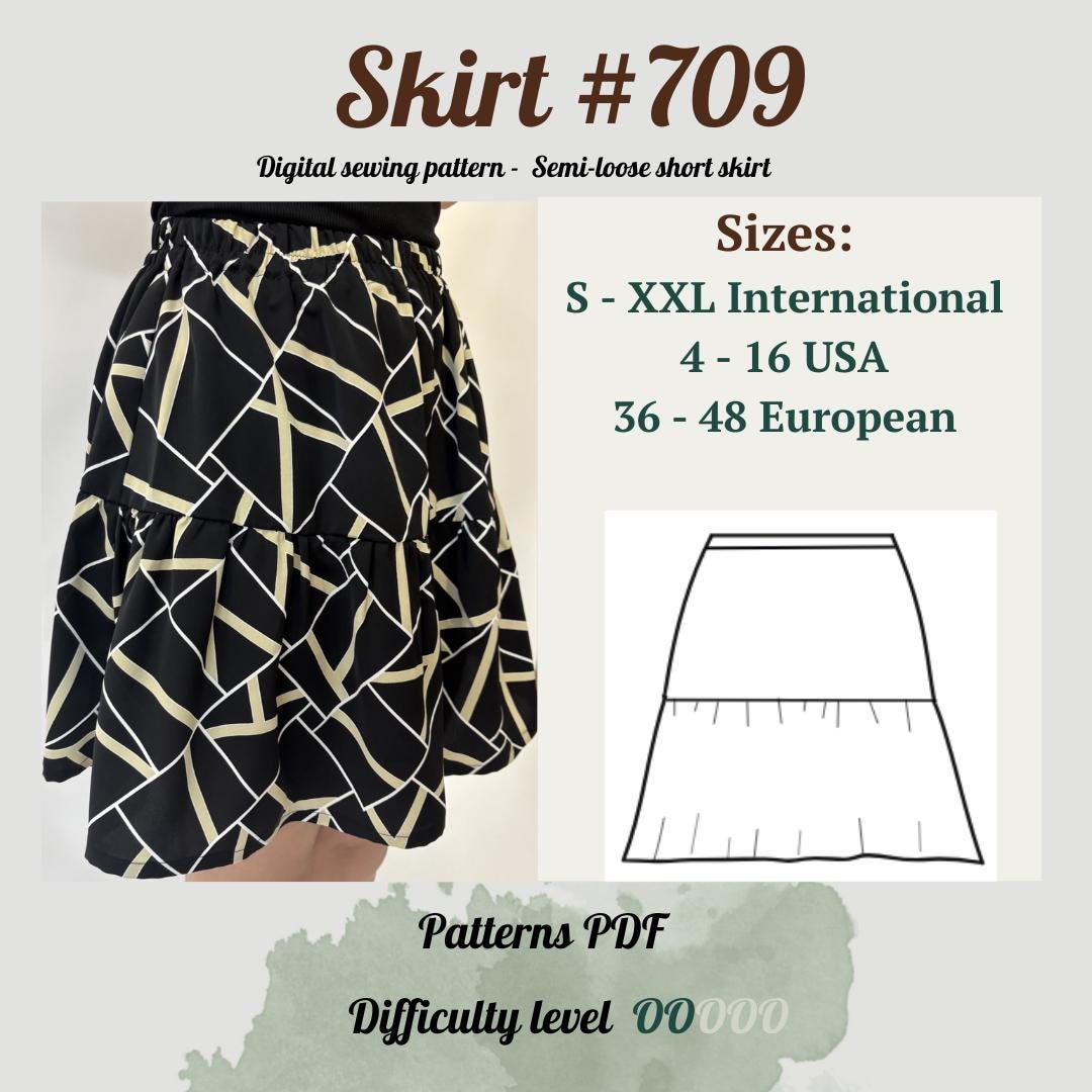 Short Skirt Sewing Pattern PDF | Skirt Pattern Ruffles| Beginner Skirt ...