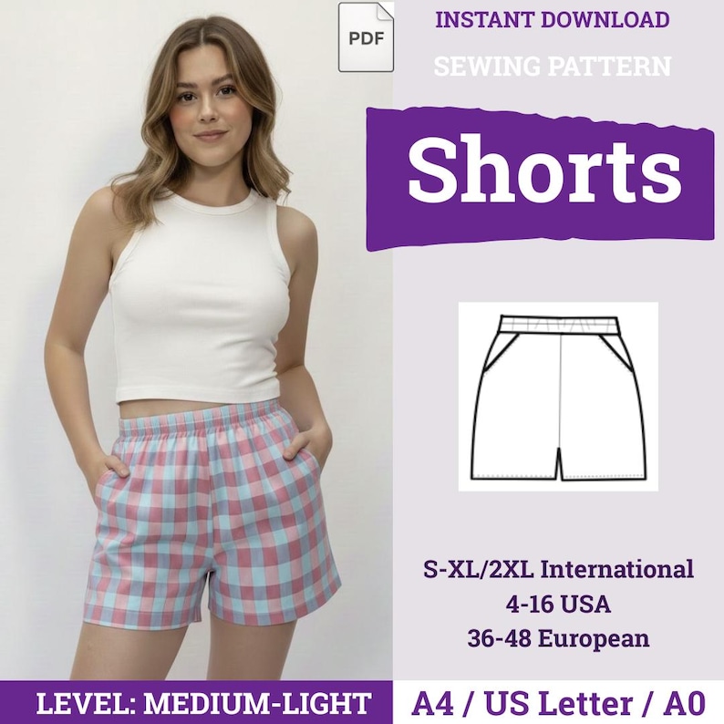 Molde para Shorts Curtos | Molde para Costura de Shorts Femininos em ...