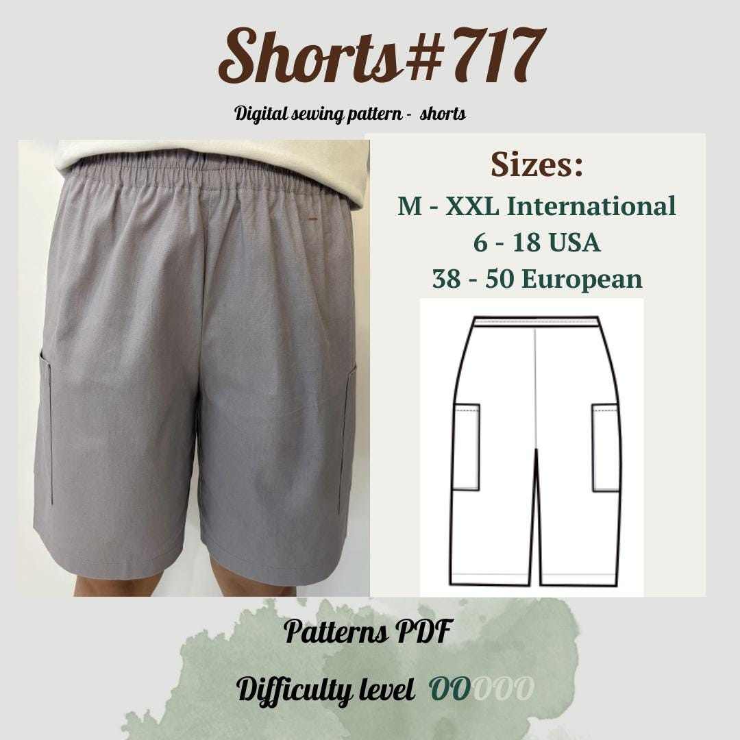 Knee-length Shorts Sewing Pattern PDF | Linen Shorts Sewing Pattern ...