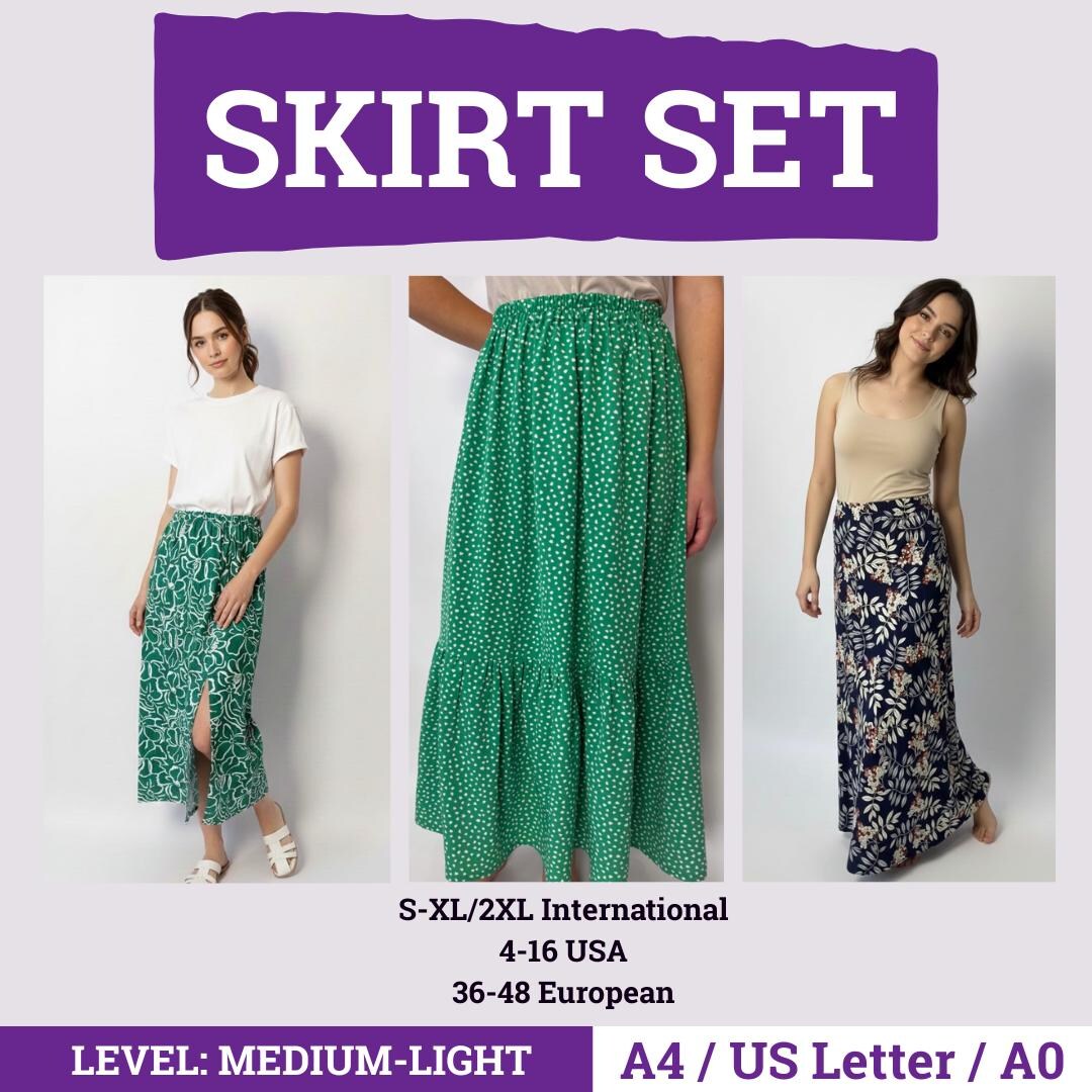 Maxi Skirt Pattern | Long Skirt Pattern | Elastic Waist Maxi Skirt With ...