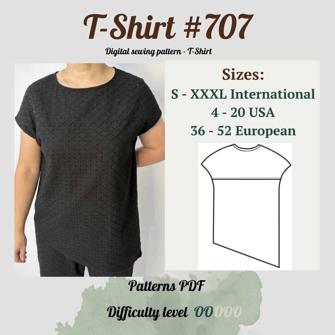 T-shirt Sewing Pattern PDF | Semi-relaxed Fit | T-shirt Oversized ...