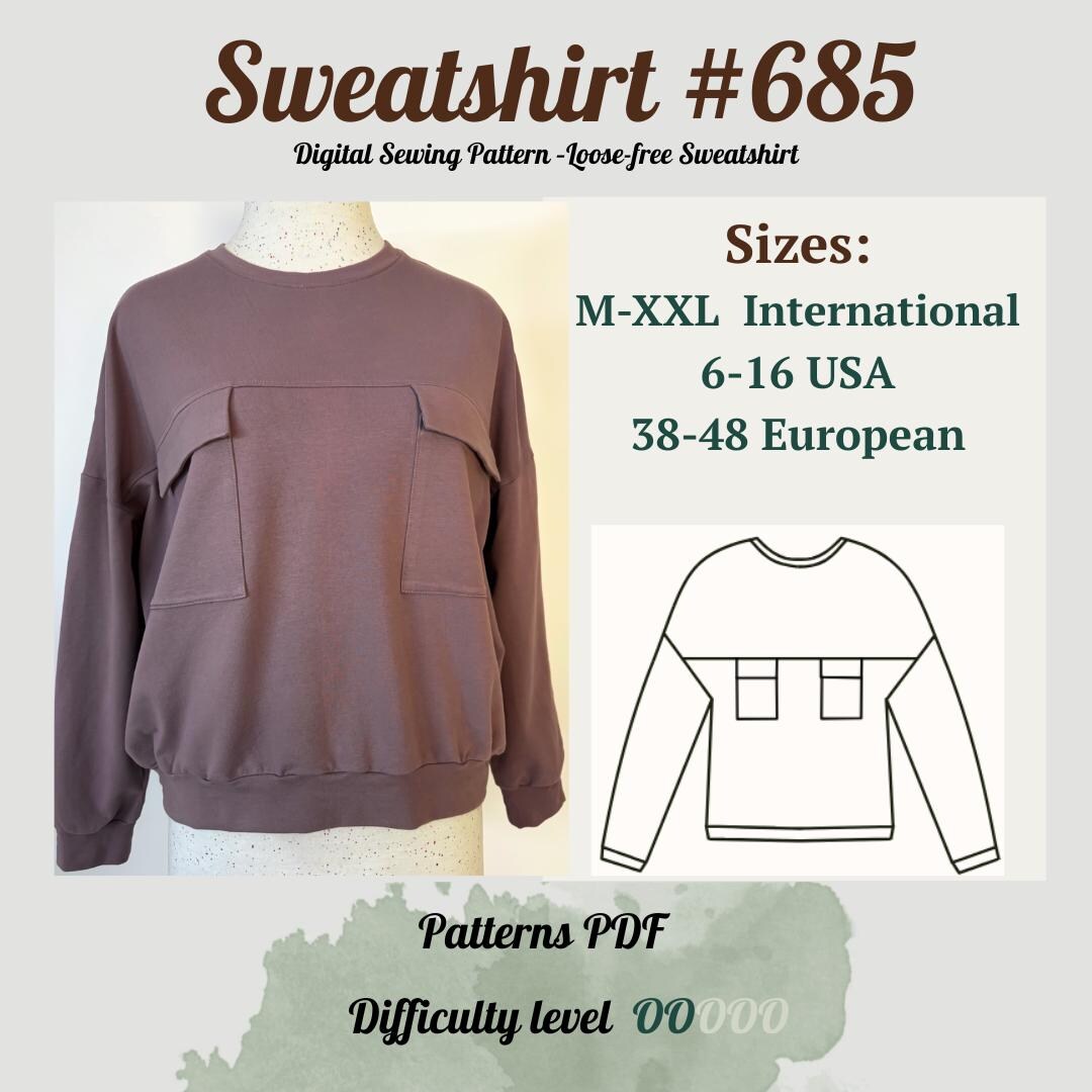 Sweatshirt Sewing Pattern PDF | Oversized Sweatshirt Sewing Pattern ...