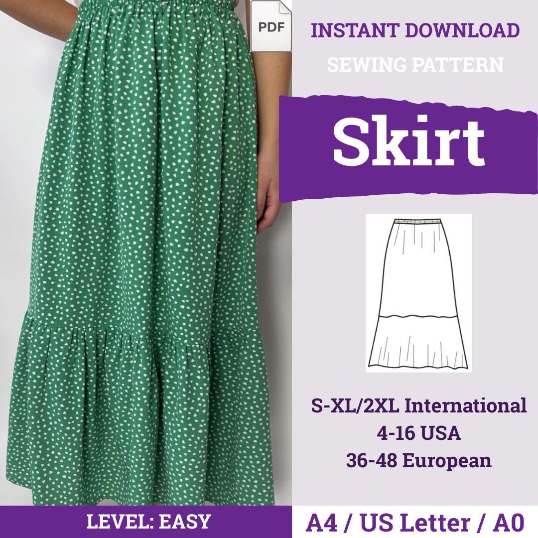 Maxi Skirt Pattern | Long Skirt Sewing Pattern PDF | Elastic Waist Maxi ...