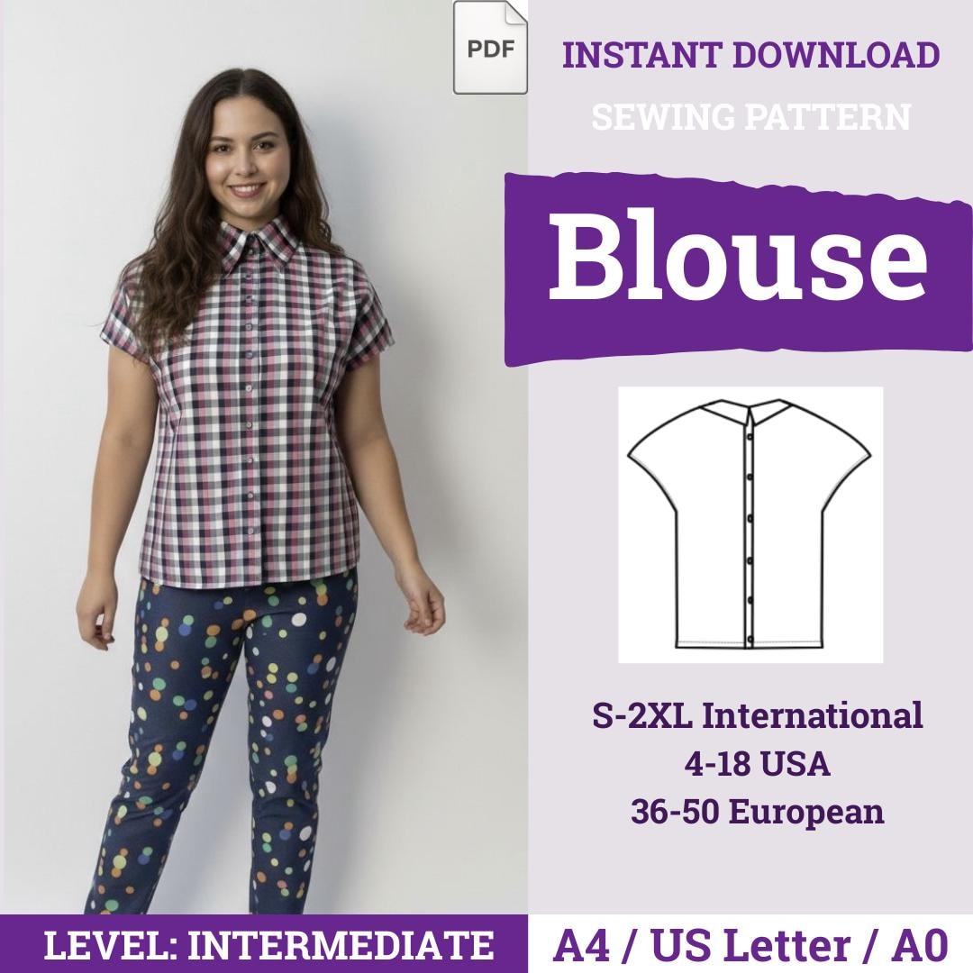 PDF Sewing Pattern Semi-loose Blouse | DIY Shirt Pattern | Women Sewing ...