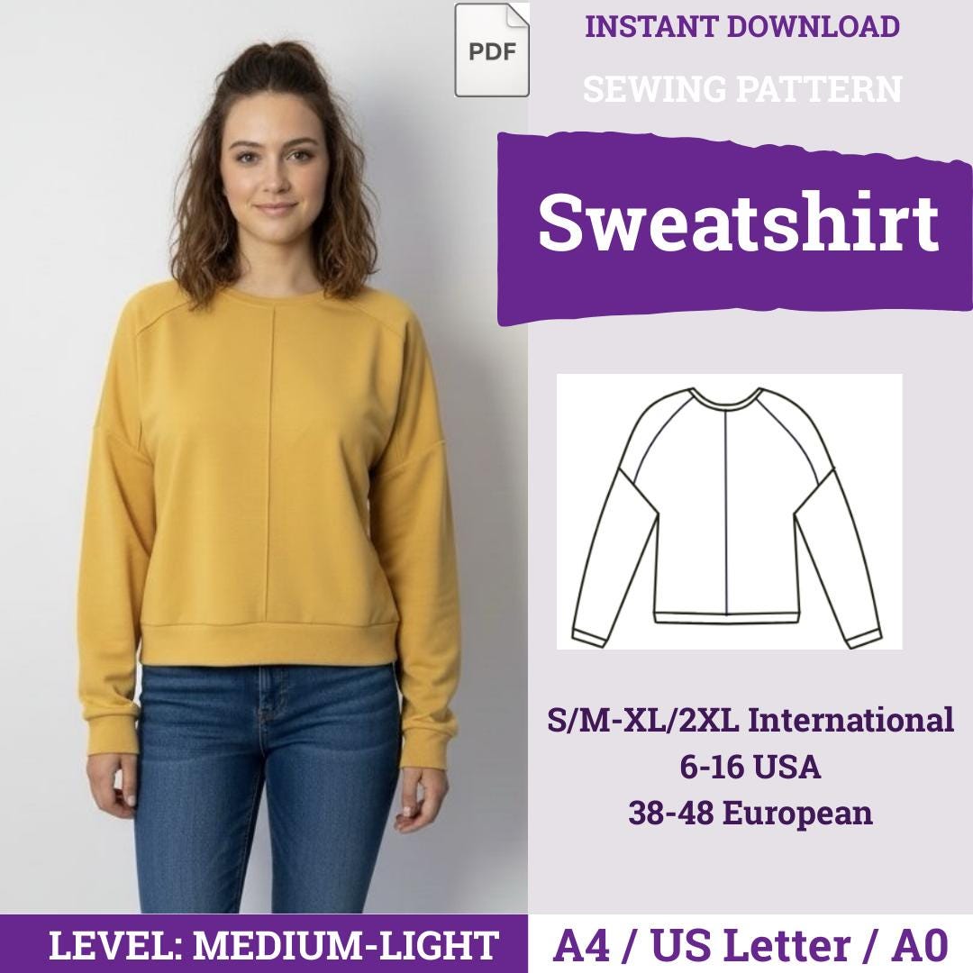 Sweatshirt Sewing Pattern | Oversized Sweatshirt Sewing | Beginner ...