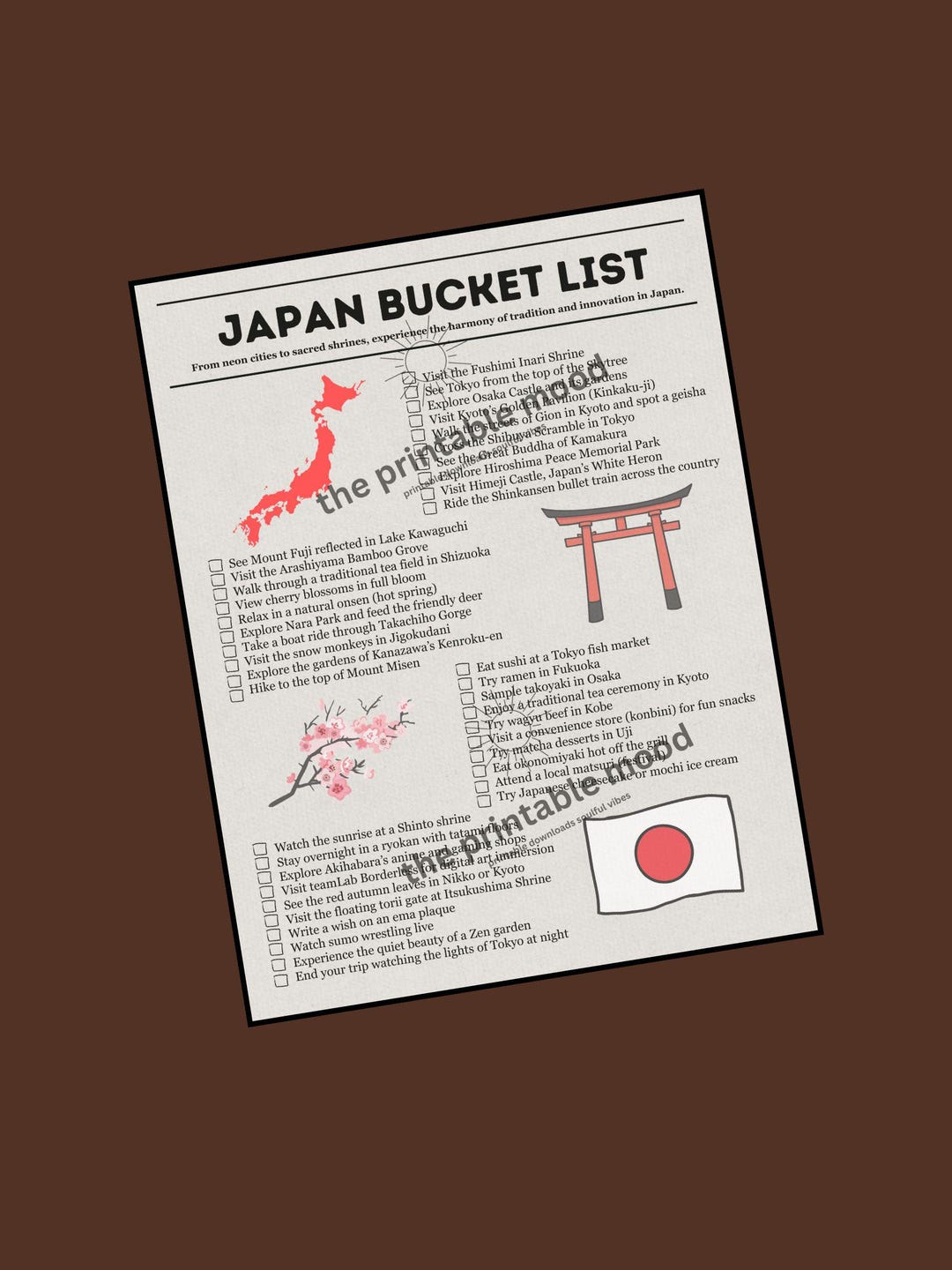 Bucket List: Japan Edition | Printable Travel Checklist | European ...