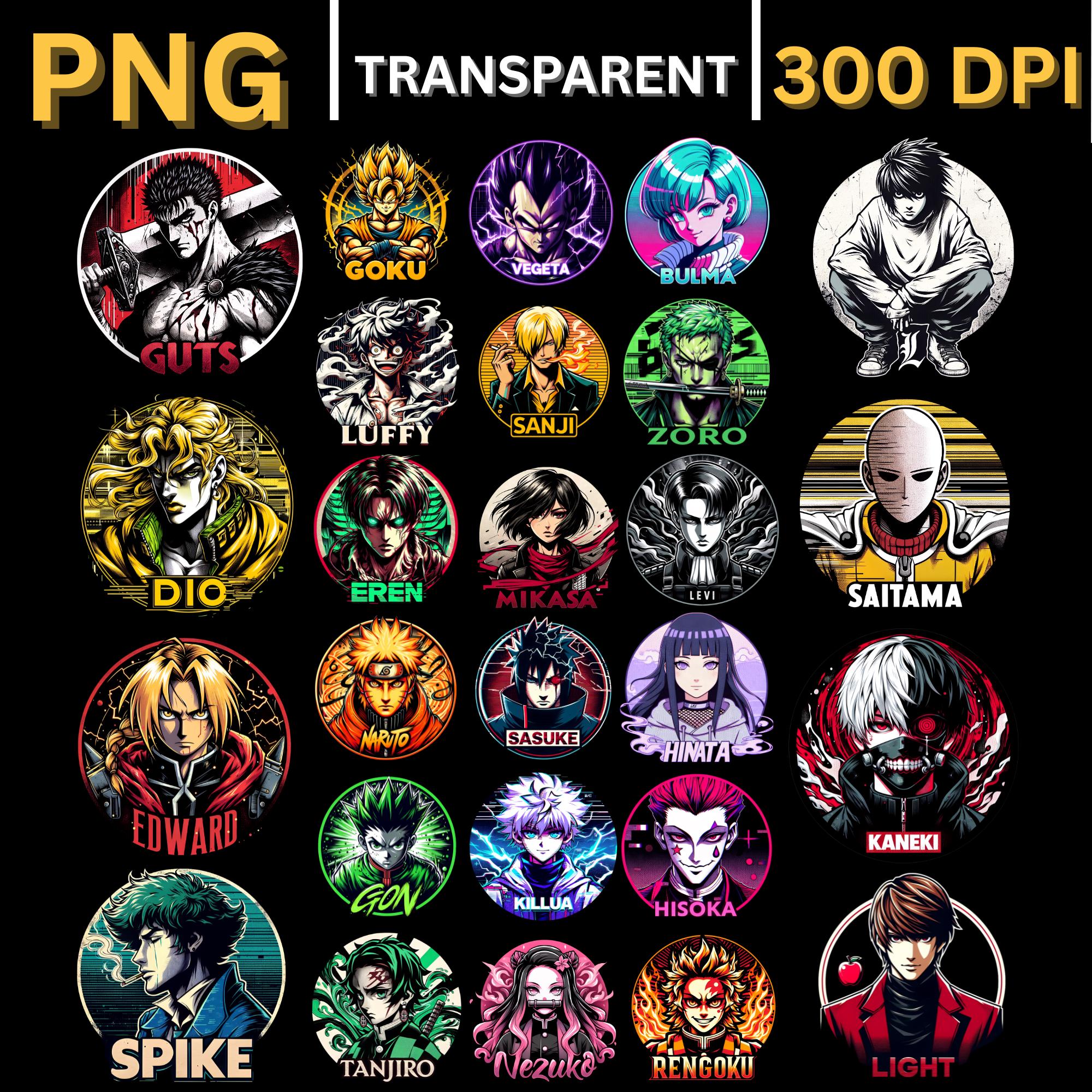 Anime Portraits Bundle – Round Anime Characters Designs for T-shirts ...