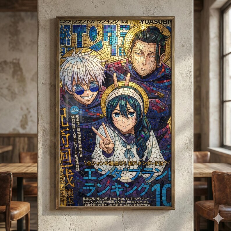 Stained Glass Mosaic Anime Art Print – High Resolution (digital Poster ...