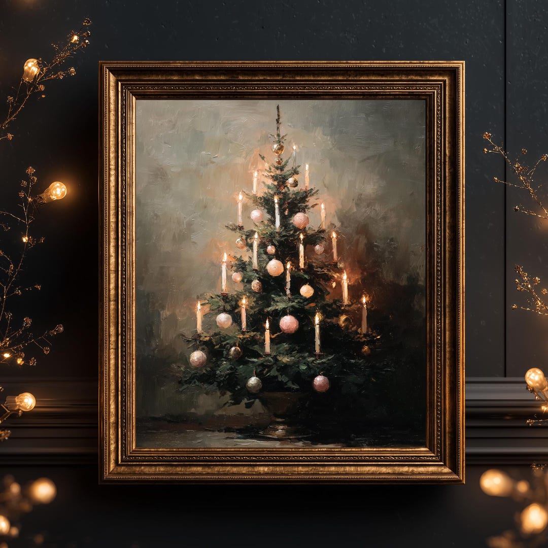 Vintage Christmas Tree Printable - Festive Holiday Decor Painting ...