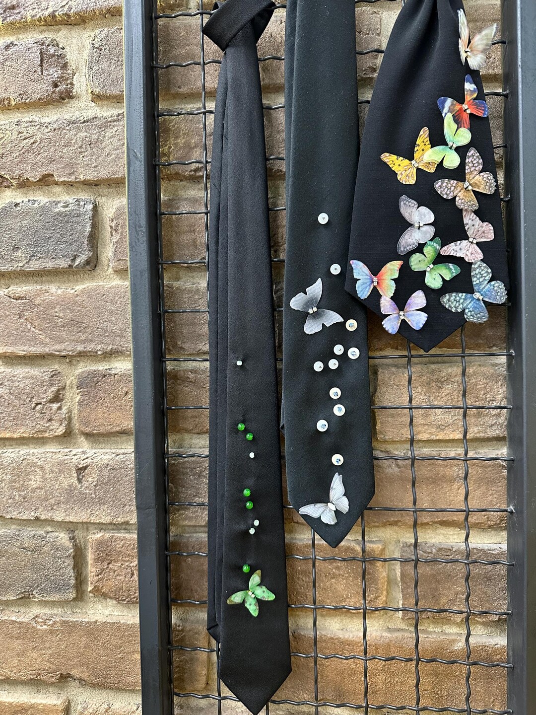 Hand Decorated Butterfly Necktie — Upcycled Wearable Art, Genderless ...