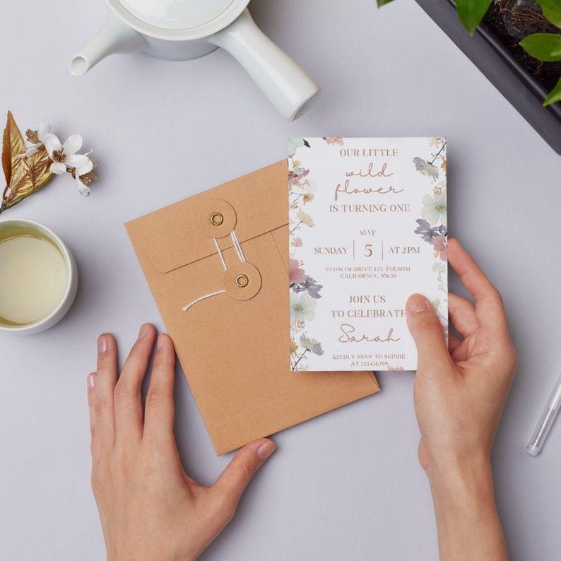 Wildflower Birthday Invitation First Birthday Invitation Print and ...