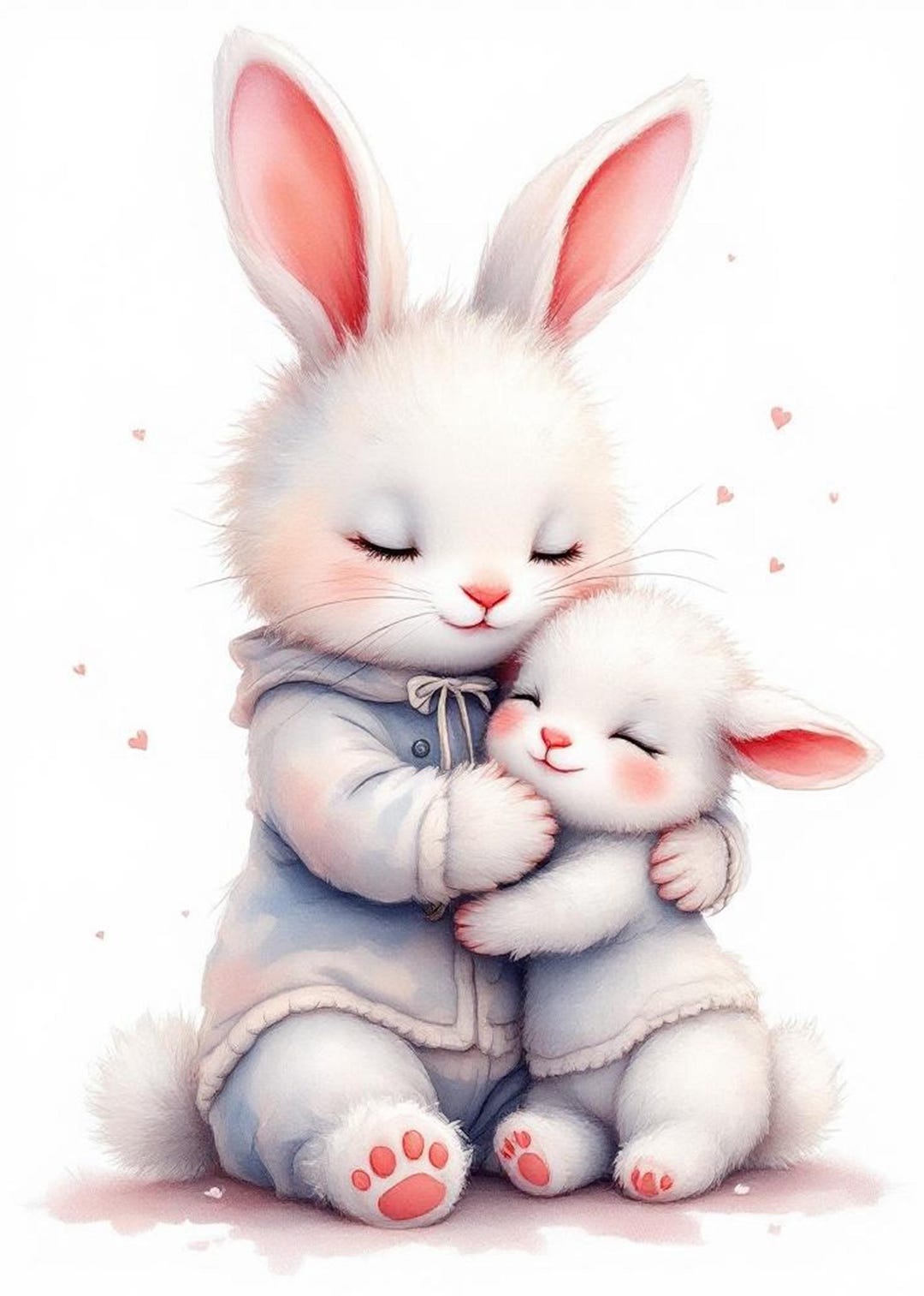 Pastel Bunny Nursery Art Print – Cuddly Bunnies Illustration (digital ...