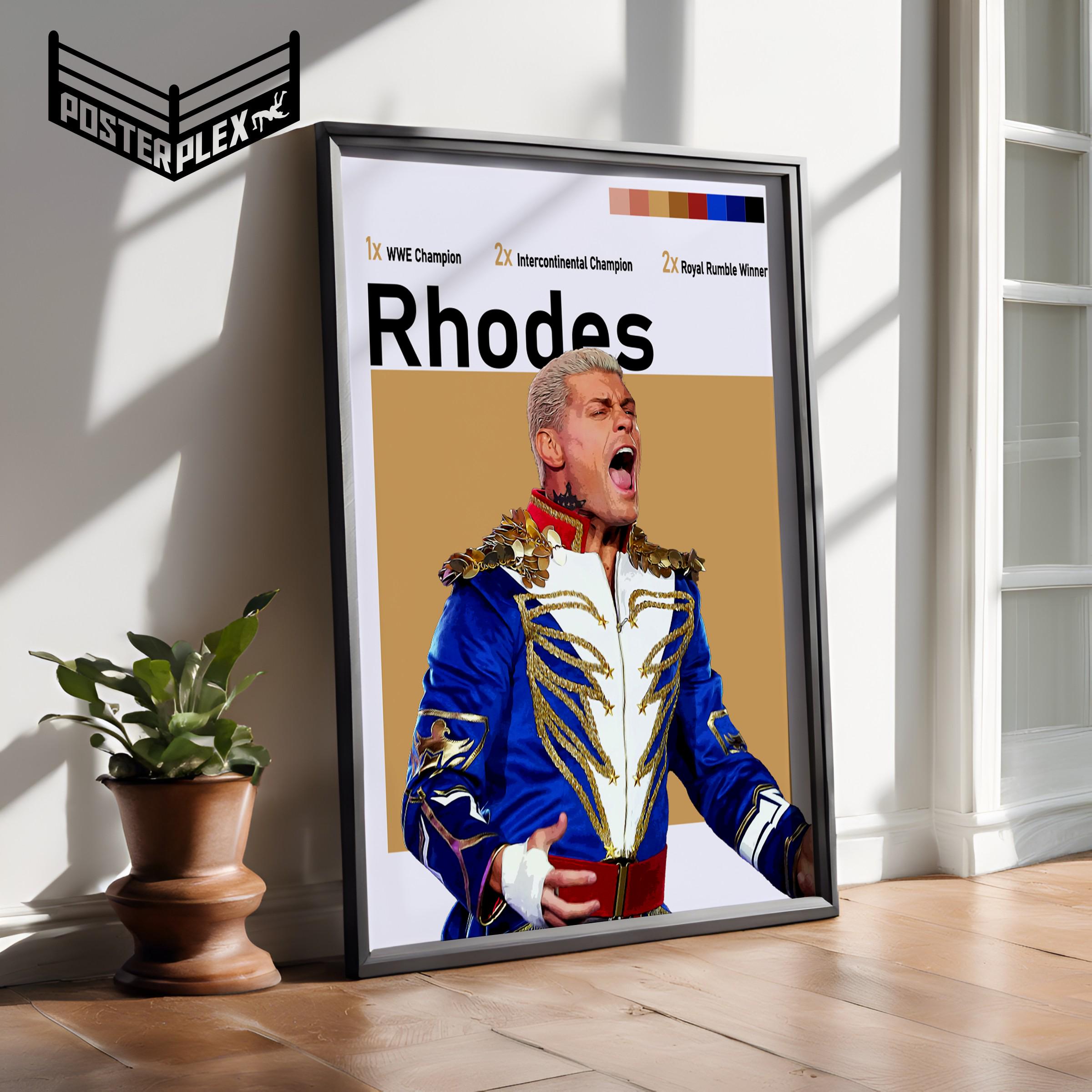 Rhodes Poster, Pro Wrestling Poster, Minimalistic Sports Poster ...