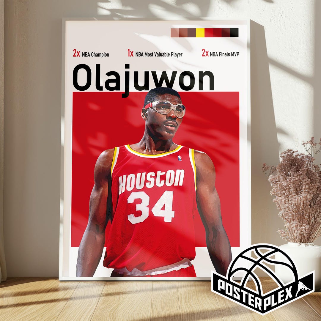 Hakeem Olajuwon Poster, Basketball Poster, Minimalistic Sports Poster ...