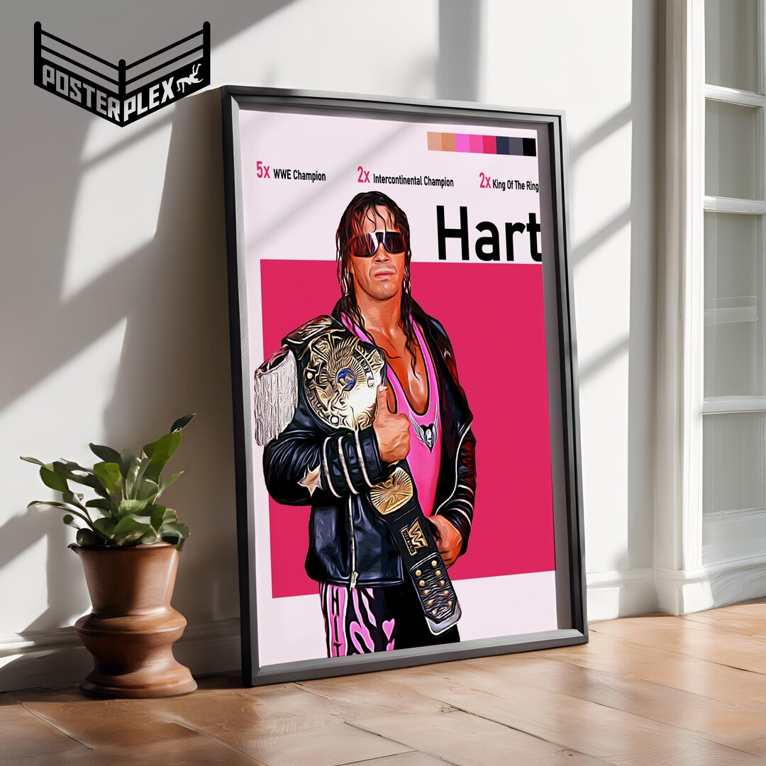 Hart Poster, Pro Wrestling Poster, Minimalistic Sports Poster ...