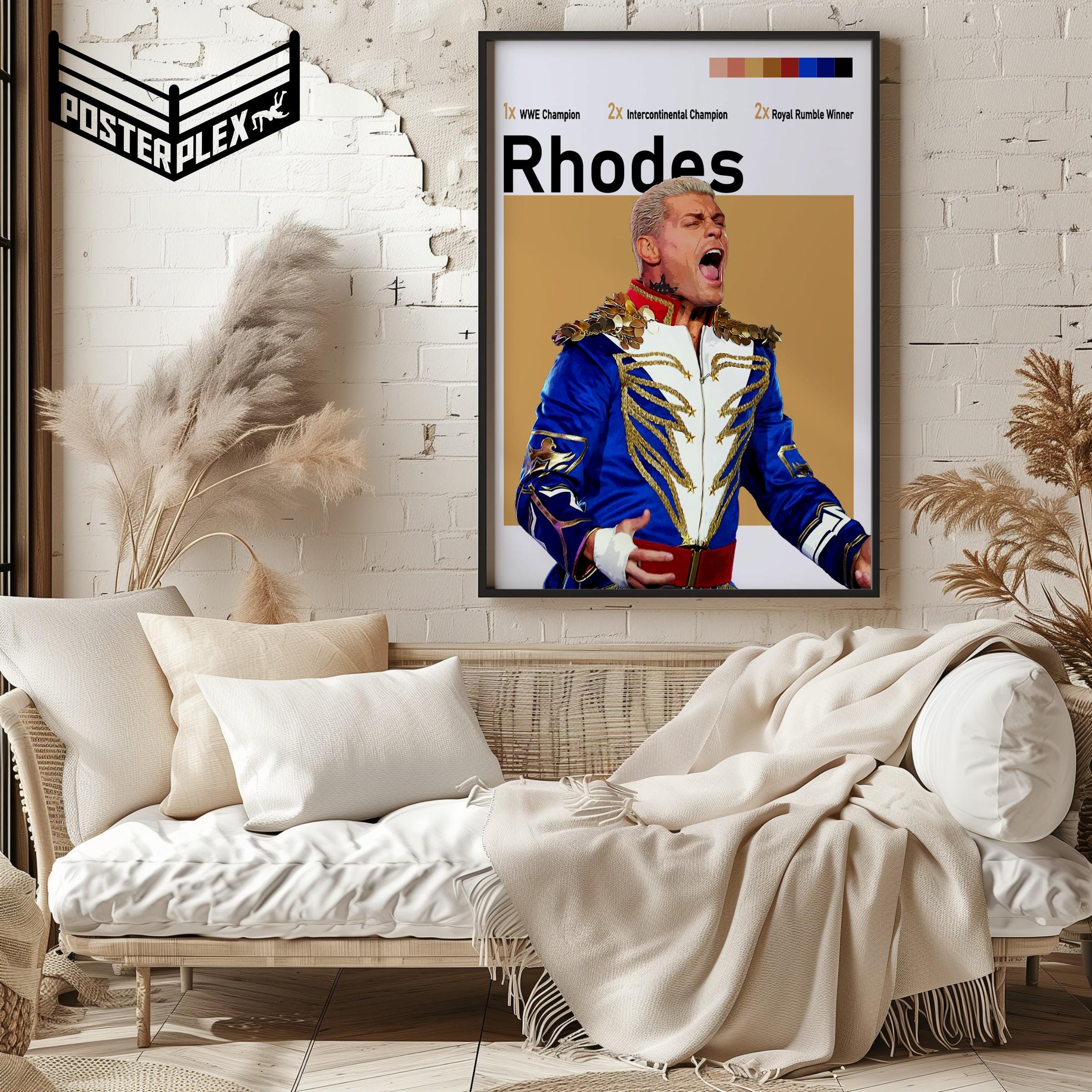 Rhodes Poster, Pro Wrestling Poster, Minimalistic Sports Poster ...