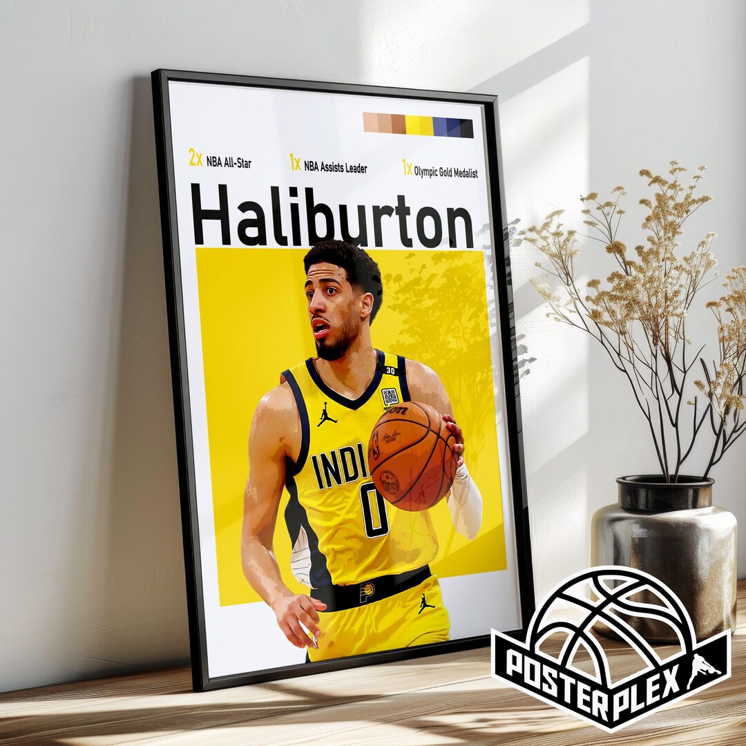 Tyrese Haliburton Poster, Basketball Poster, Minimalistic Sports Poster ...