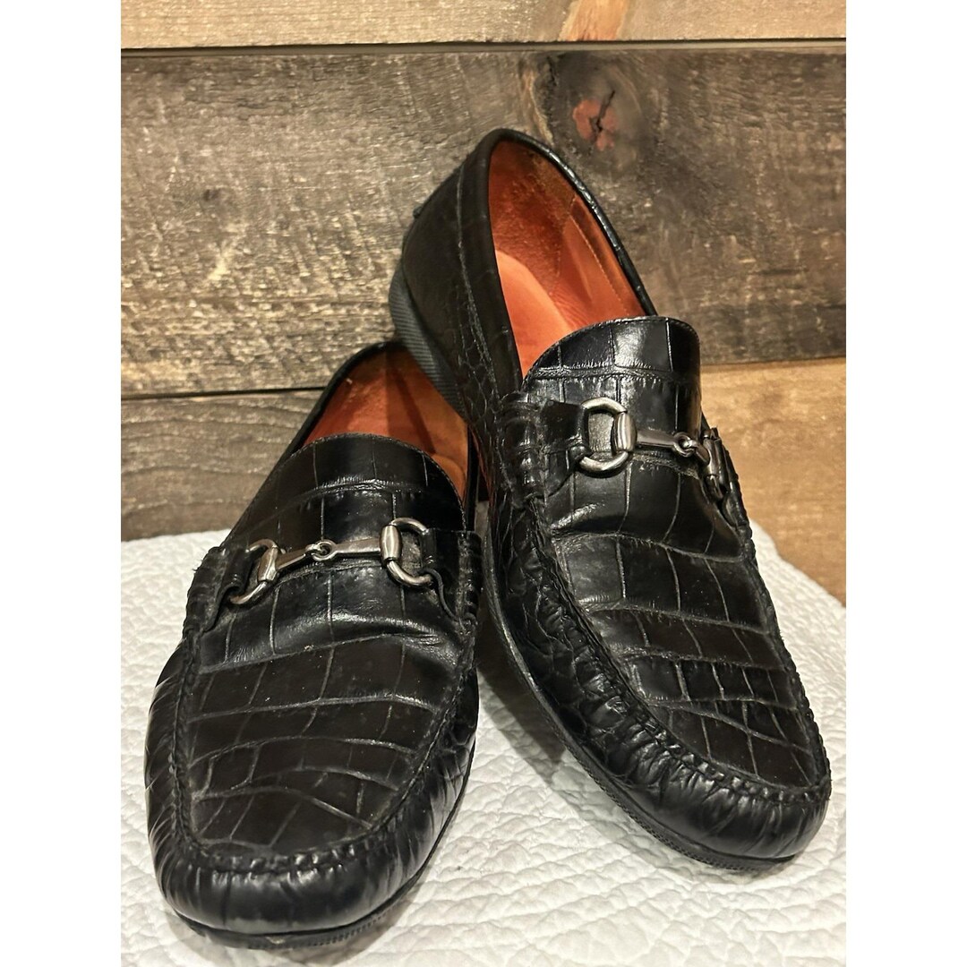 Peter Millar Horse Bit Brown Croc Embossed Leather Loafers Men's Size ...