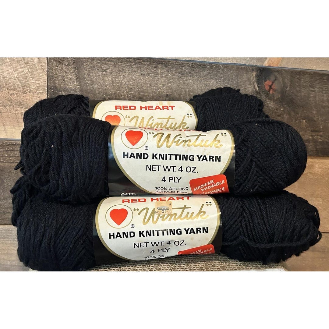 Red Heart Wintuk Orlon Acrylic 4 Ply Yarn 6 Skeins 12 Black Vtg NOS - Etsy