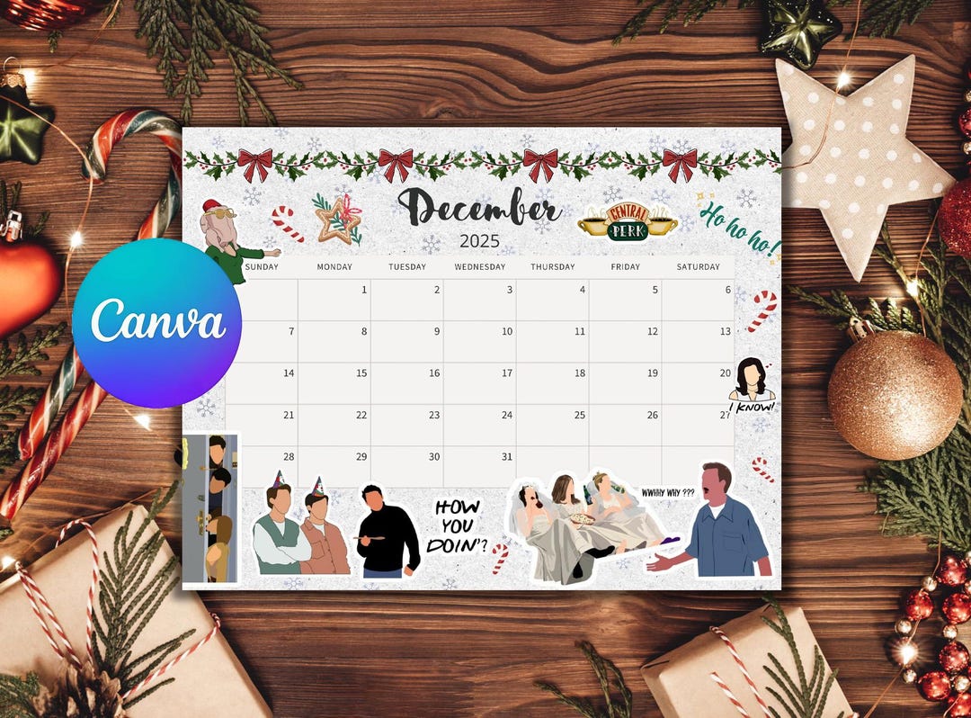 Editable December Calendar – Canva Template, 2025 Calendar, Design of ...