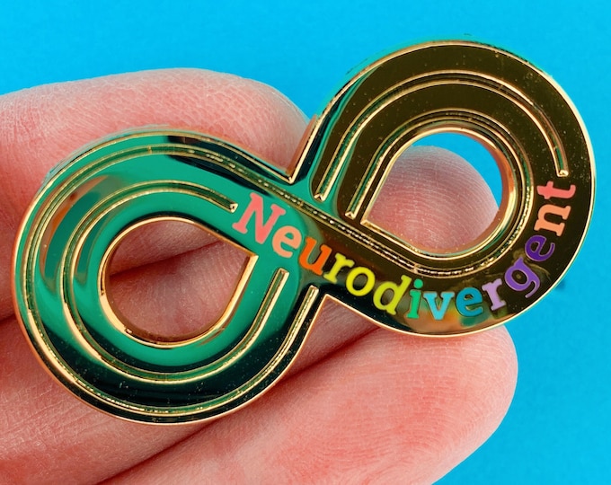 Neurodivergent Infinity Autism Acceptance Enamel Pin - 1.75" Hard Gold ...