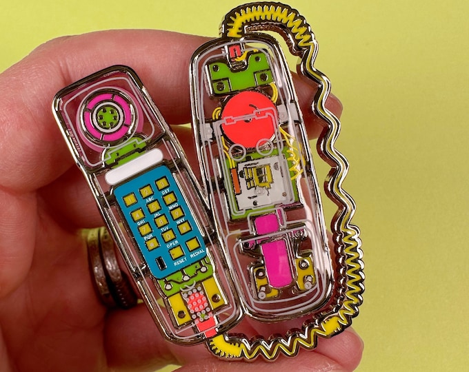 90s Clear Neon Phone Deluxe Enamel Pin V2.0 - 90s Nostalgia - Nineties ...