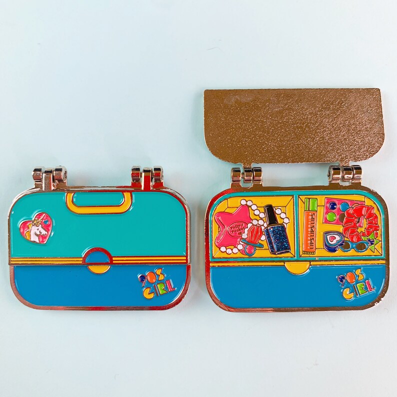 90s Makeup Case Hinged Enamel Pin Retro Nostalgic Toy Lapel - Etsy