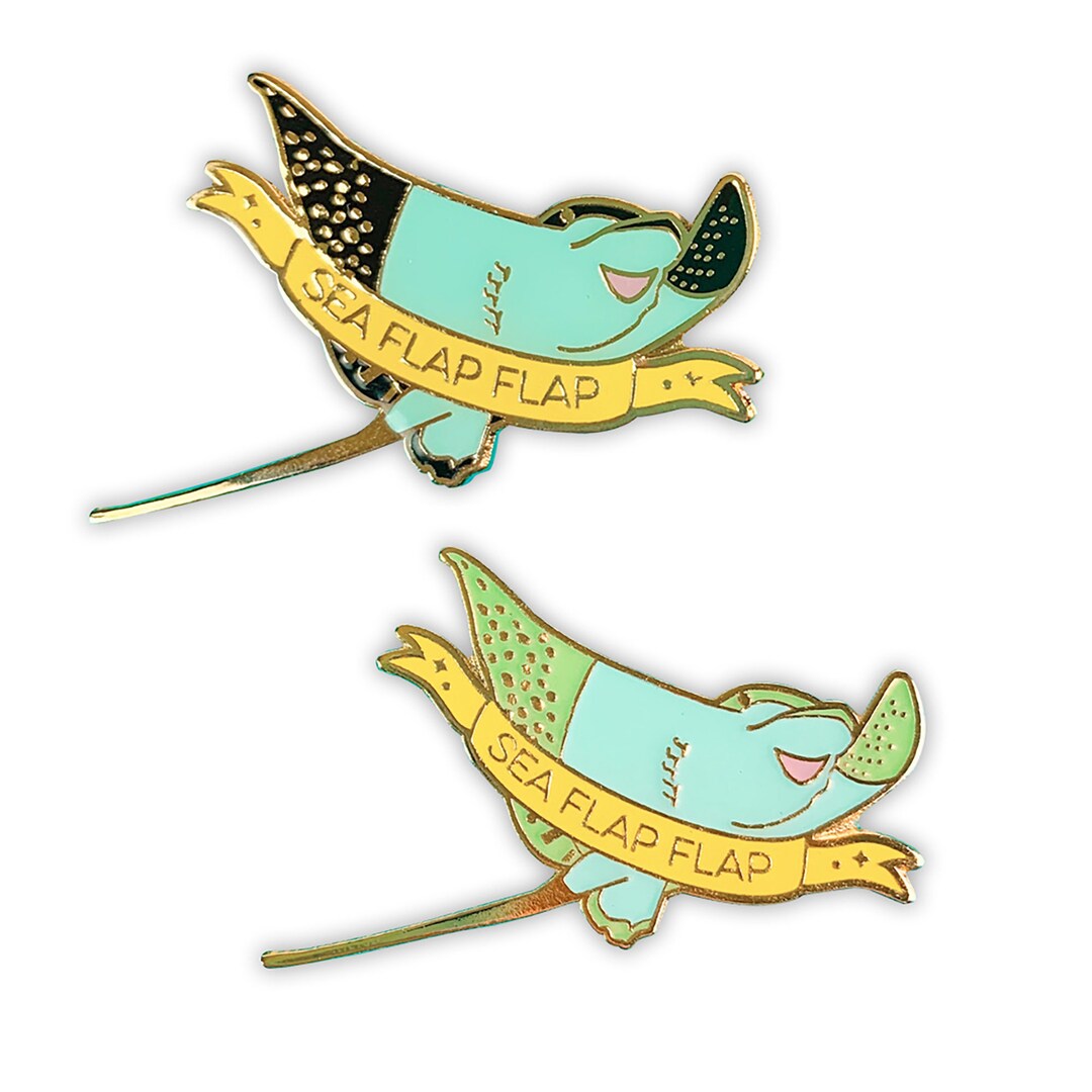Sea Flap Flaps Sting Ray Enamel Pins - Animal Meme Pin Badge Flair ...