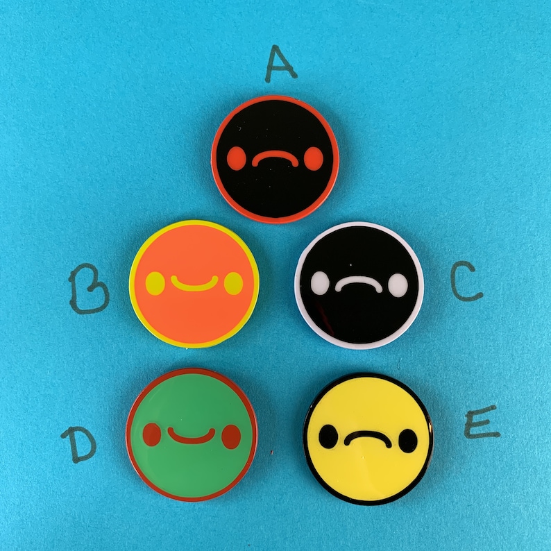 Mood Smiley Face 2-in-1 Enamel Pin Happy Sad Lapel Pin Badge | Etsy
