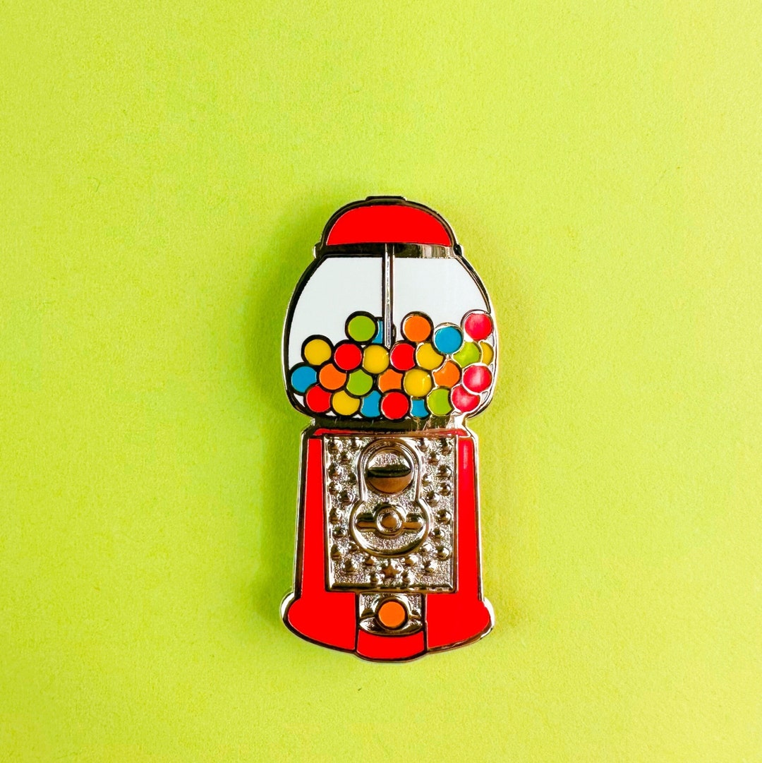 Gumball Machine Enamel Pin - 1.5" Silver Toy Prize Machine Lapel Pin - Etsy