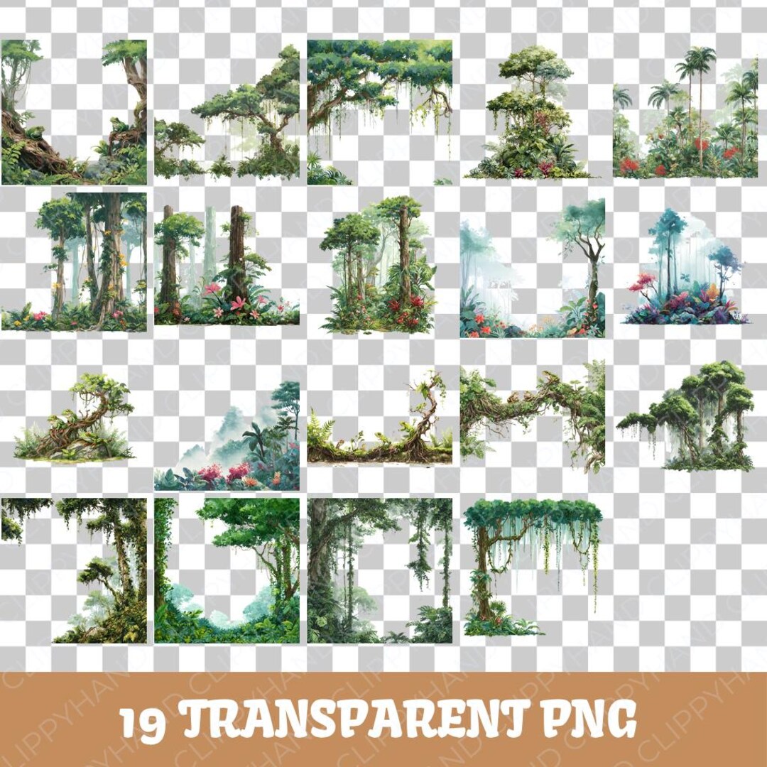 19 Rainforest Illustration Clip Art, Jungle Clipart Outline, Tropical ...