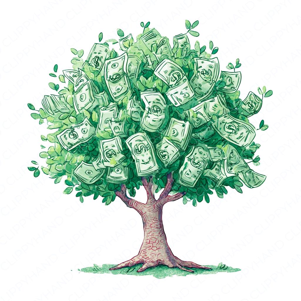 20 Money Tree Clip Art, Lucky Tree Clipart Outline, Prosperity Clipart ...