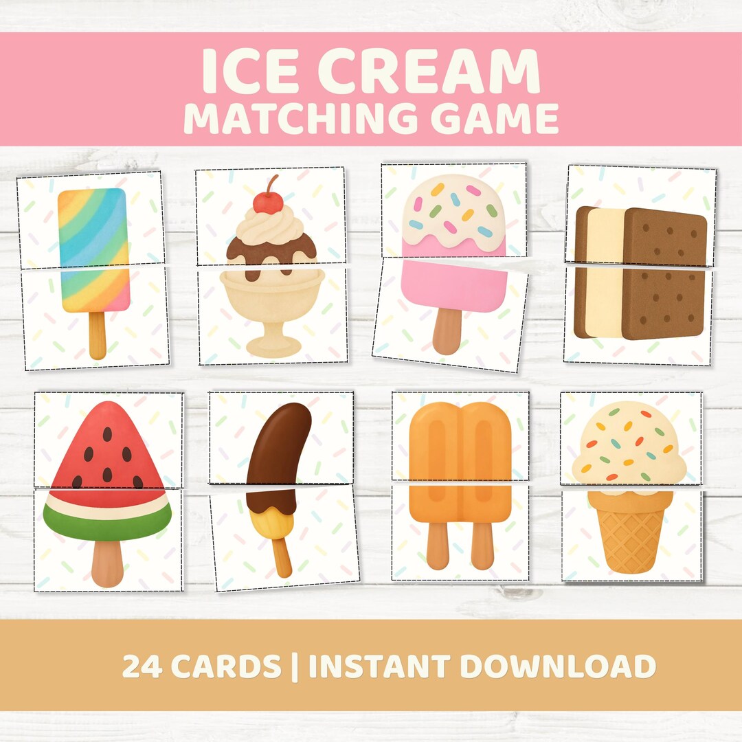 Ice Cream & Popsicle Color Matching Puzzle for Toddlers | Printable ...