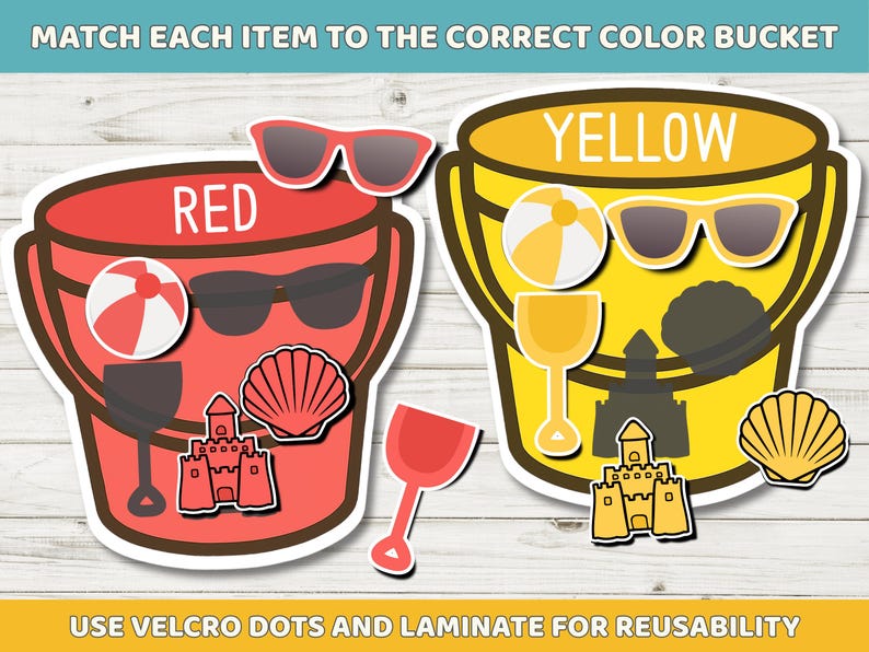 Beach Color Sorting Activity for Toddlers | Printable Color Match Game ...
