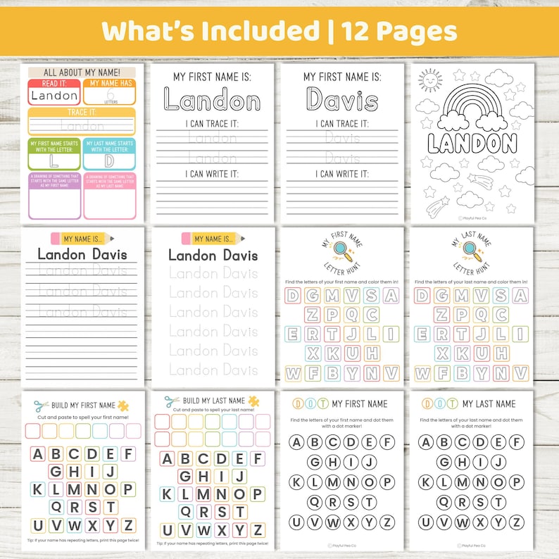 Editable Name Tracing Printable Bundle, Custom Handwriting Practice for ...