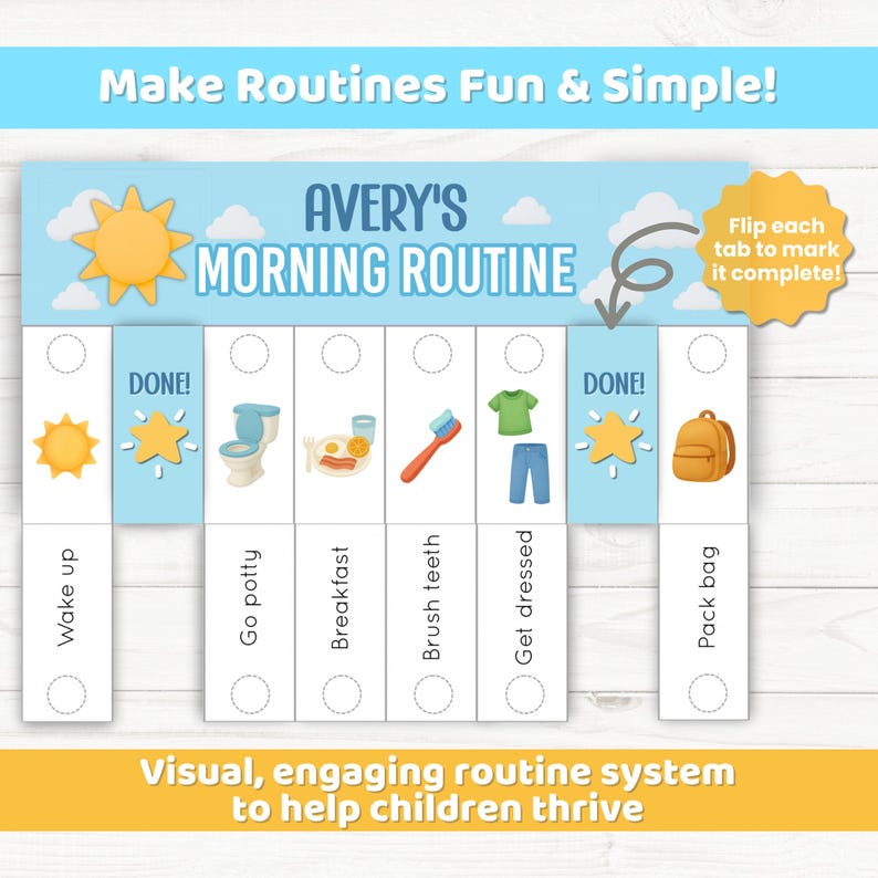 Editable Toddler Routine Chart | Flip Chore Chart for Kids | Morning ...