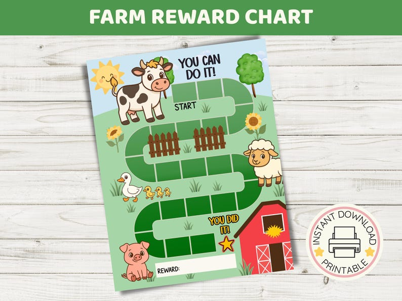 Farm Reward Chart for Toddlers | Printable Sticker Chart | Behavior ...