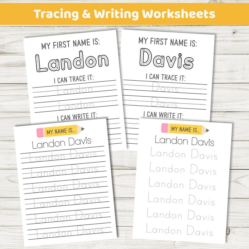 Editable Name Tracing Printable Bundle, Custom Handwriting Practice for ...
