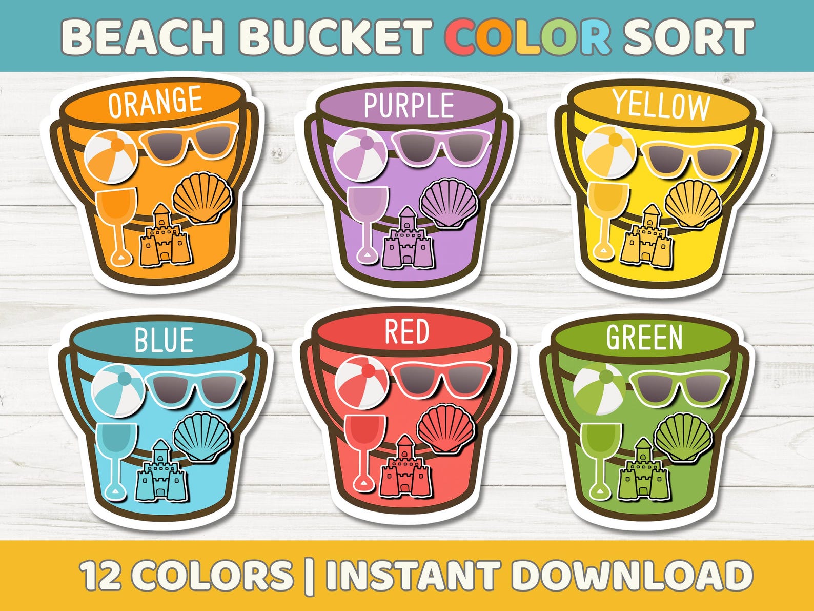 Beach Color Sorting Activity for Toddlers | Printable Summer Busy Book ...